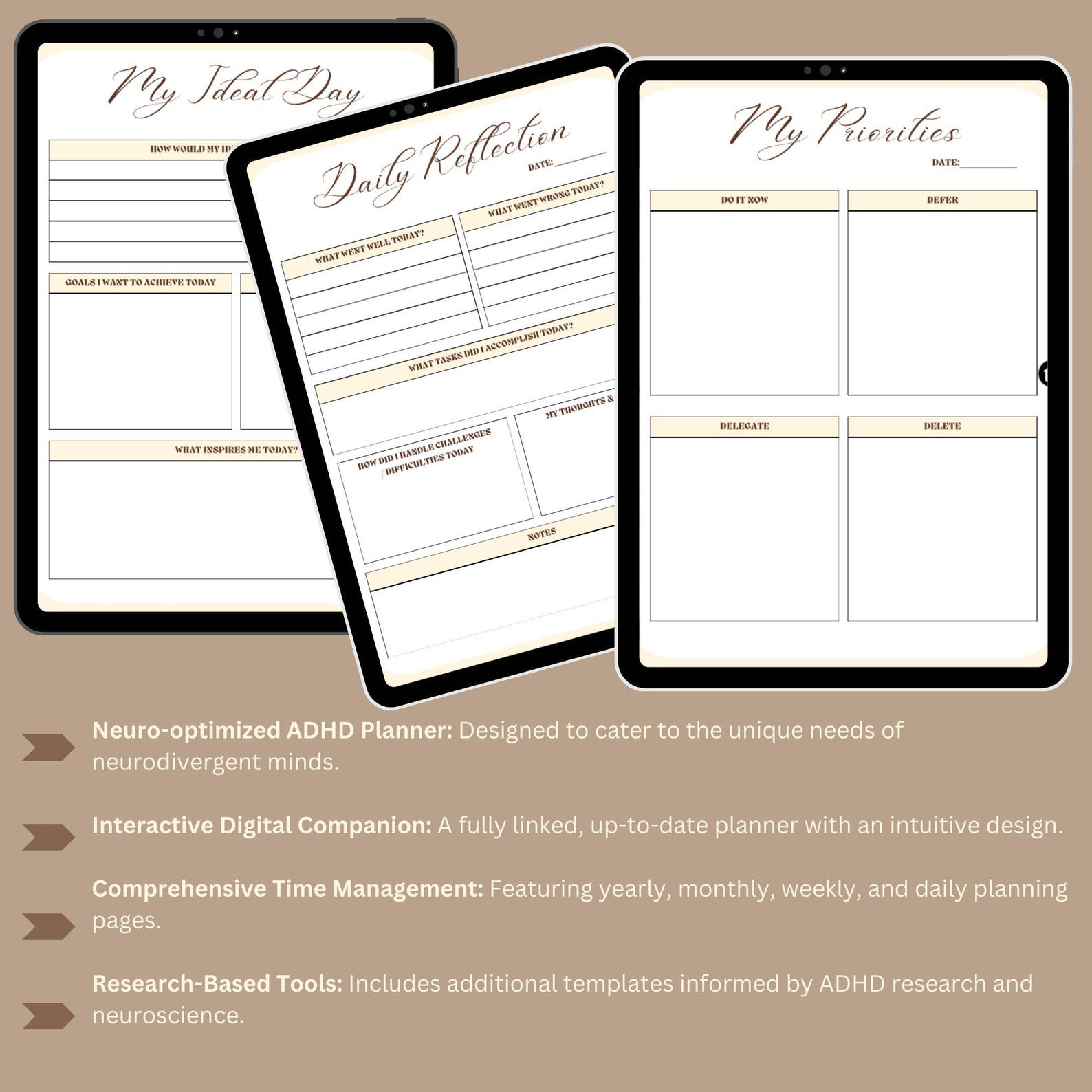ADHD Digital Planner | Undated iPad & Android Planner for Focus, Time ...