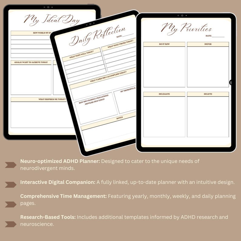 ADHD Digital Planner | Undated iPad & Android Planner for Focus, Time ...