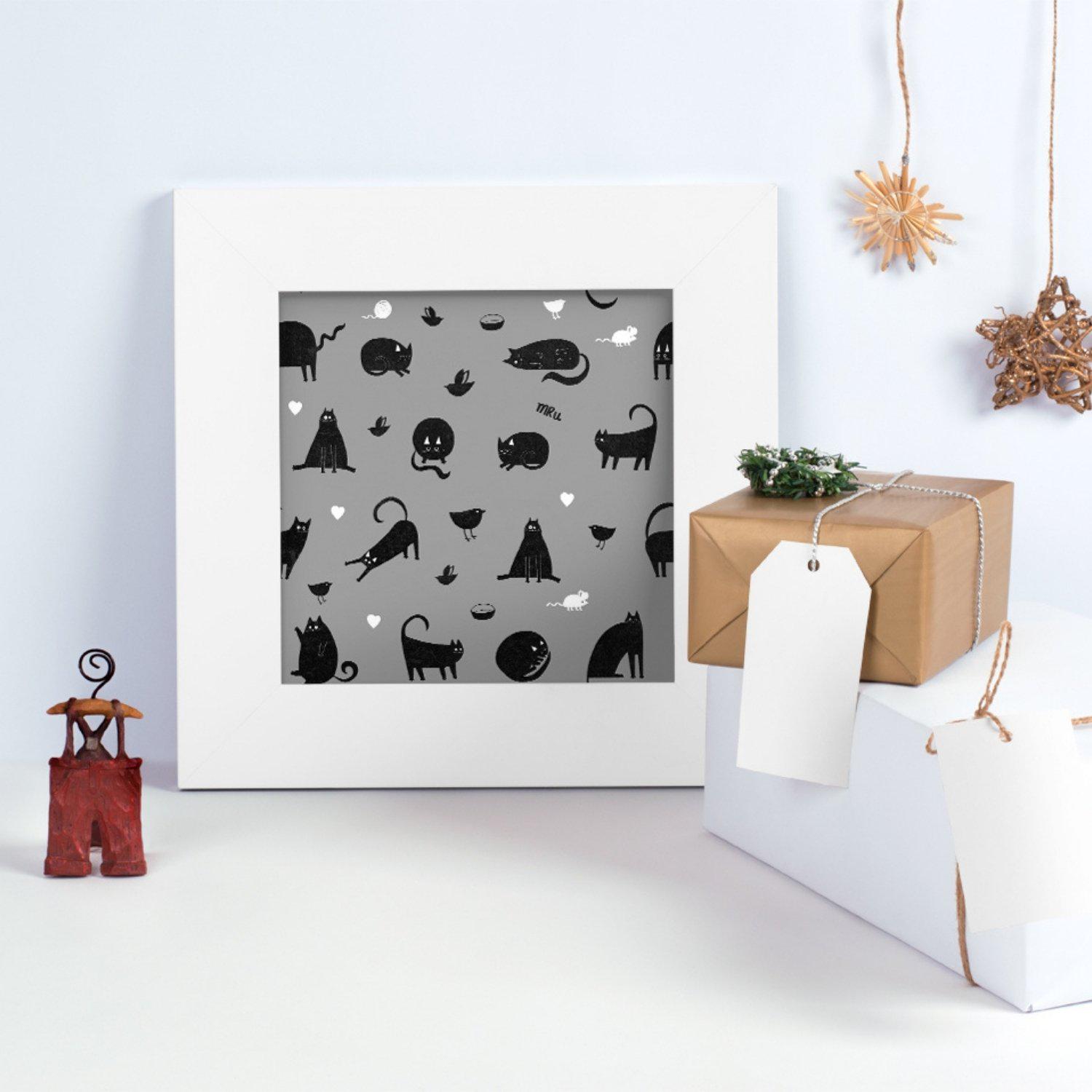 Seamless Cat Pattern Digital Download Black Cats, Birds, and Mice on ...