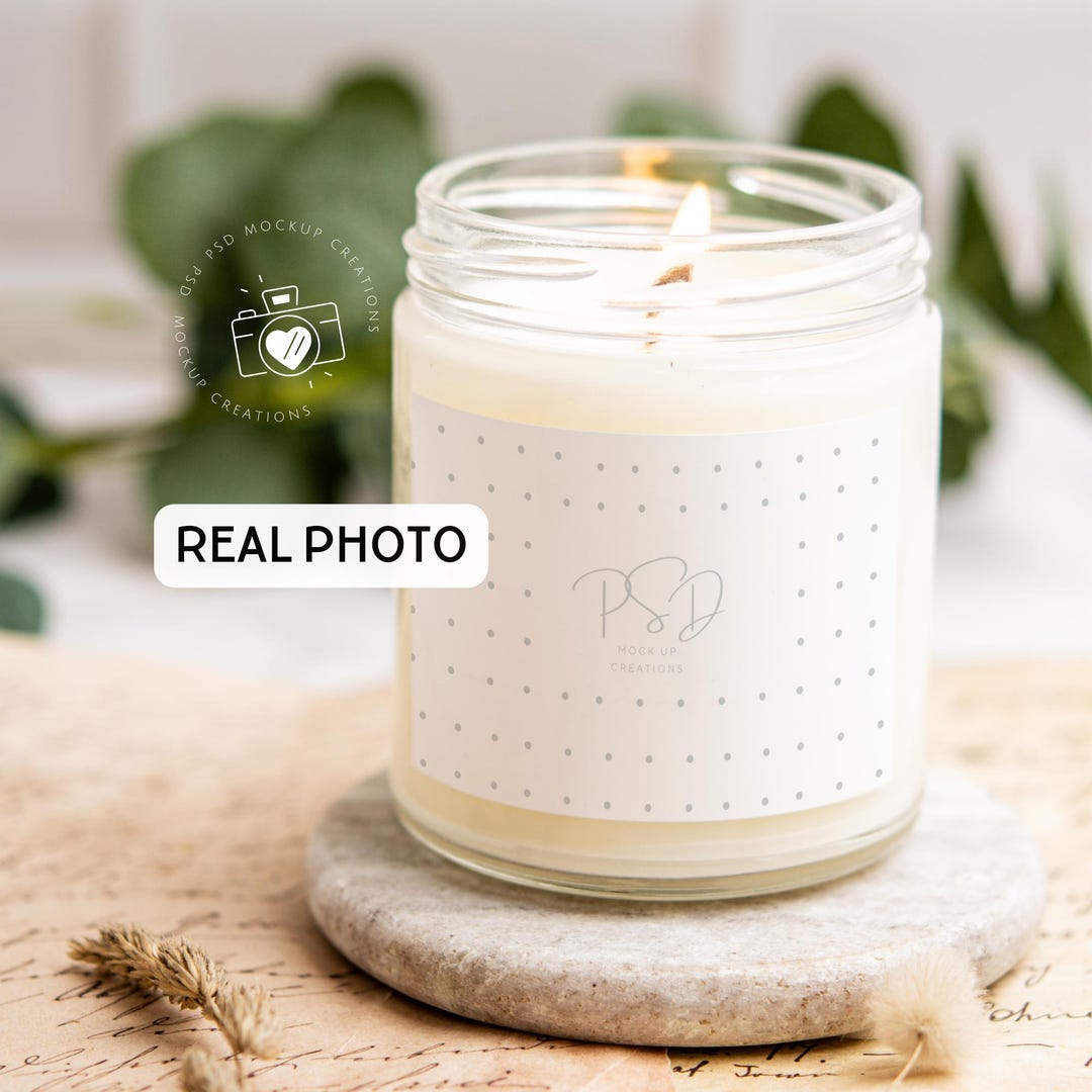Lumient Candle Mockup White Glass Candle Mockup 9 Oz Glass Candle ...