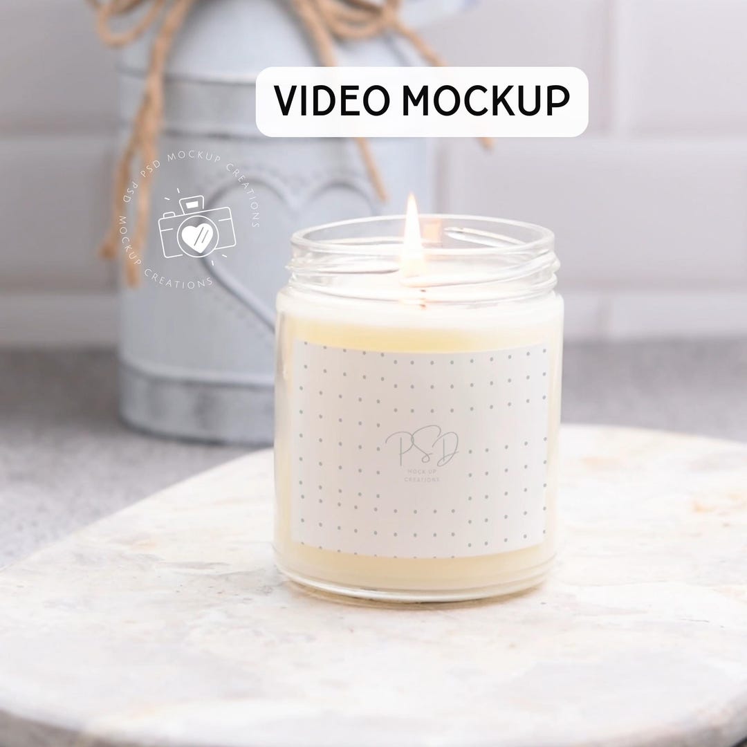 Lumient Candle Video Mockup Glass Candle Mockup Video Mockup 9 Oz White ...