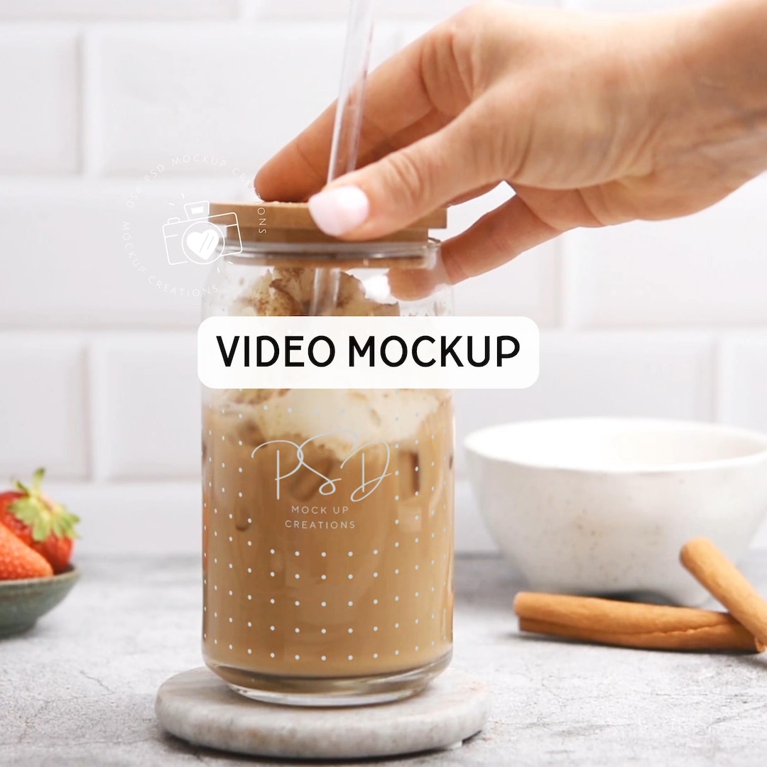 16oz Sipper Glass Video Mockup 16oz Glass Can Mockup Printify Glass Can ...