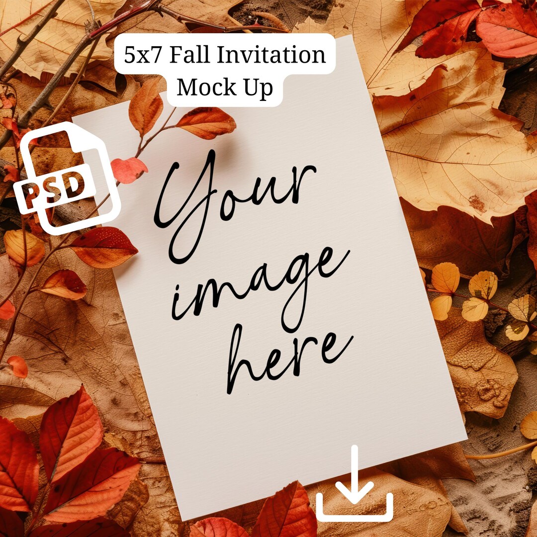 Fall Wedding Invitation PSD Mock up 5x7 Mock up 5x7 Card Mock up Invite ...
