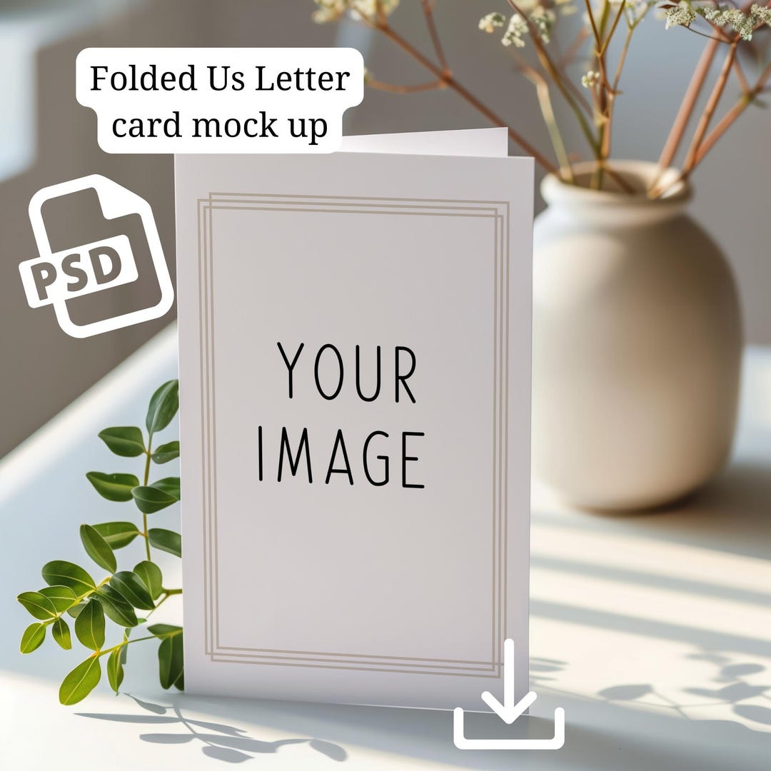 Folded US Letter Mock up Folded Card Mock up PSD Mock up Card Mock up ...