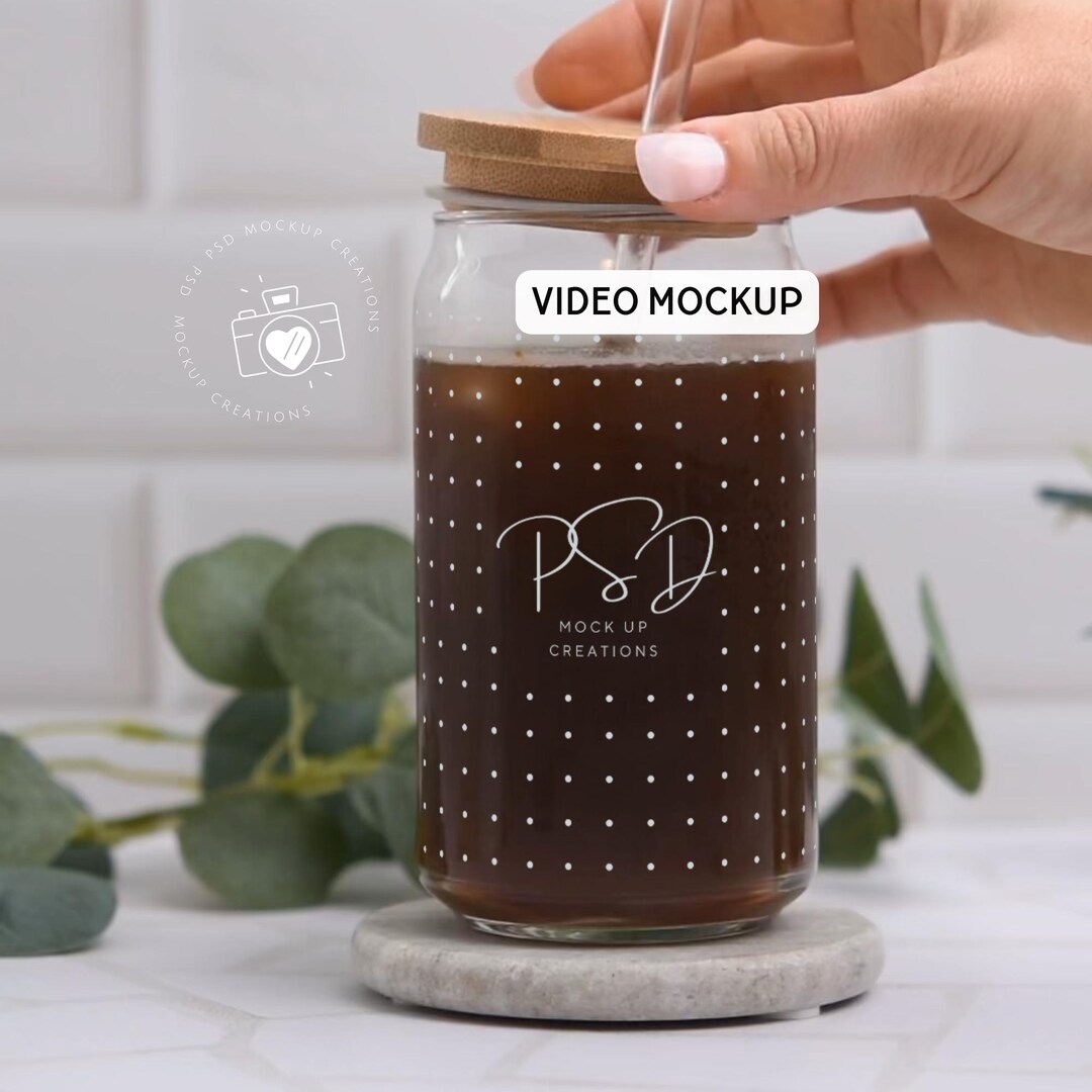 Sipper Glass Video Mockup Real Photo Printify Sipper Glass Video MP4 ...