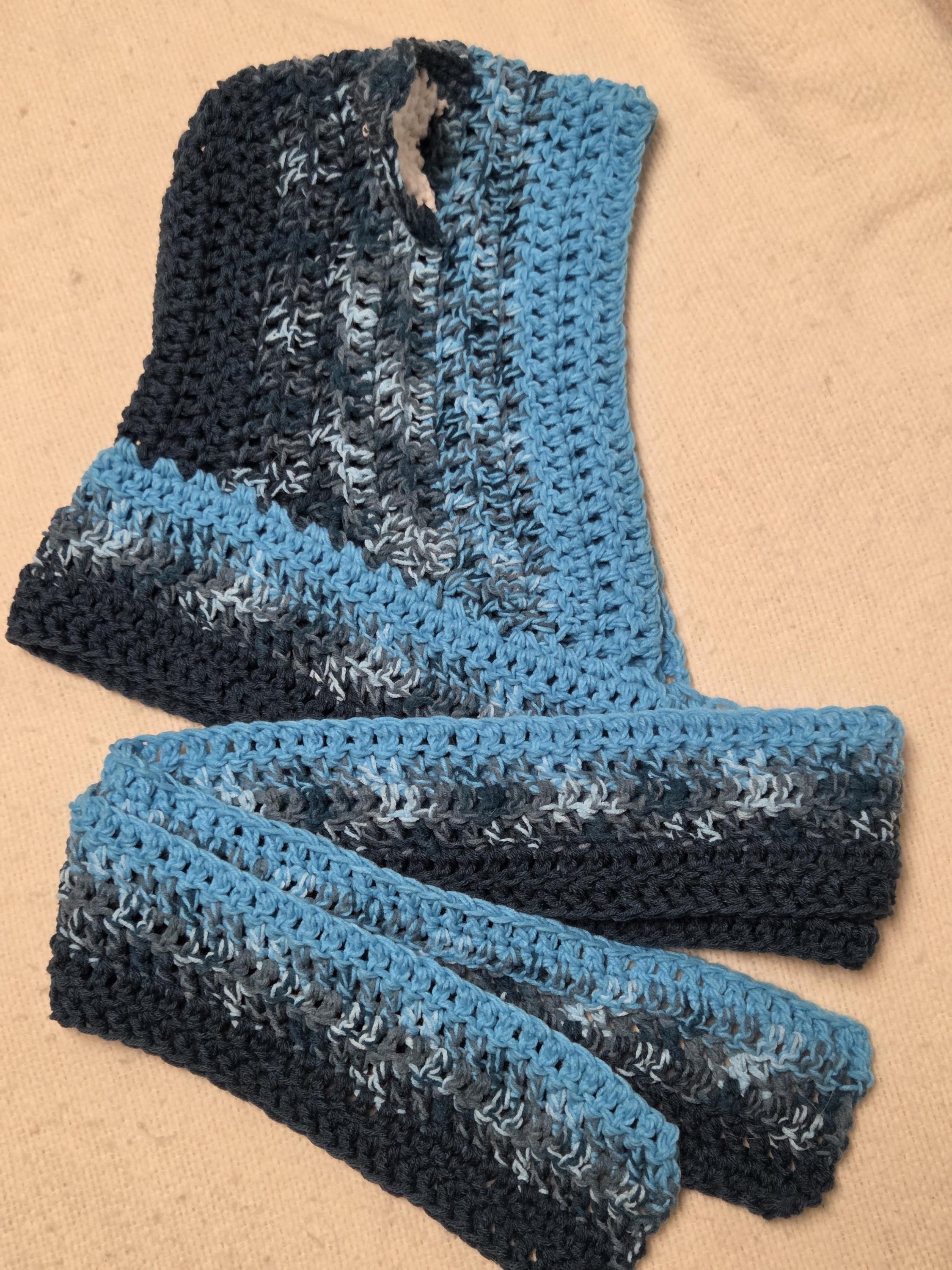 Handmade Teal Crochet Hooded Animal Ear Scarf: Oversized Striped Winter ...