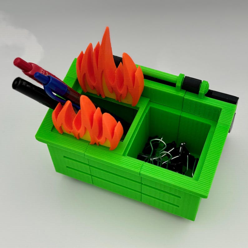 Dumpster Fire Pencil Holder Desktop Organizer Office Gag Gift Novelty ...