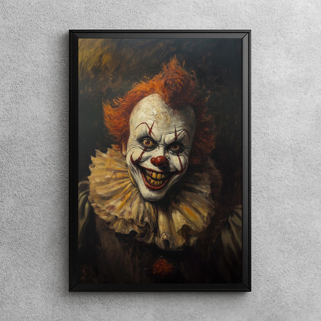 Terrifying Clown | Spooky Clown Halloween Wall Art, Gothic Horror Decor ...