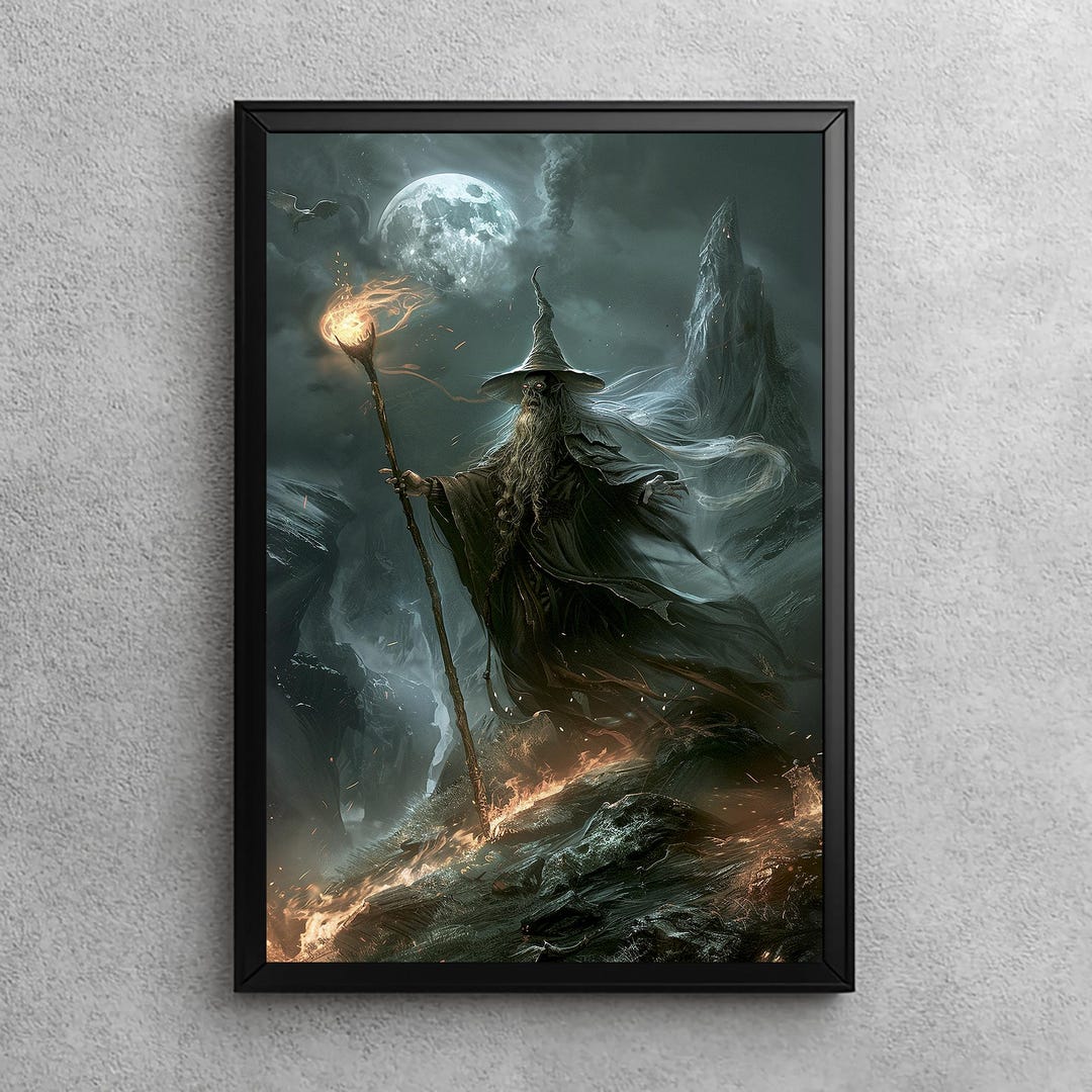 Gothic Fire Mage | Wizard Oil Painting, Spooky Halloween Wall Art ...