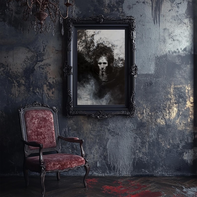Haunting Face in the Shadows | Gothic Oil Painting, Mysterious ...