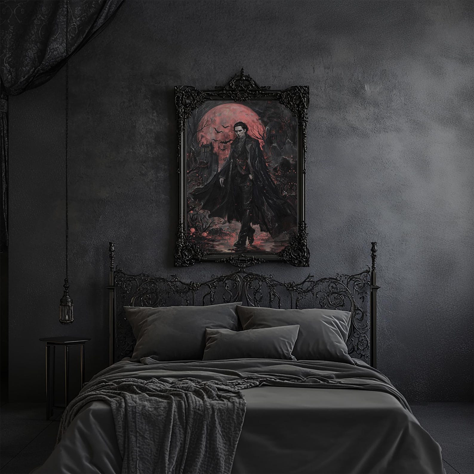 Vampire Lord and Blood Moon | Gothic Vampire Wall Art, Halloween Oil ...