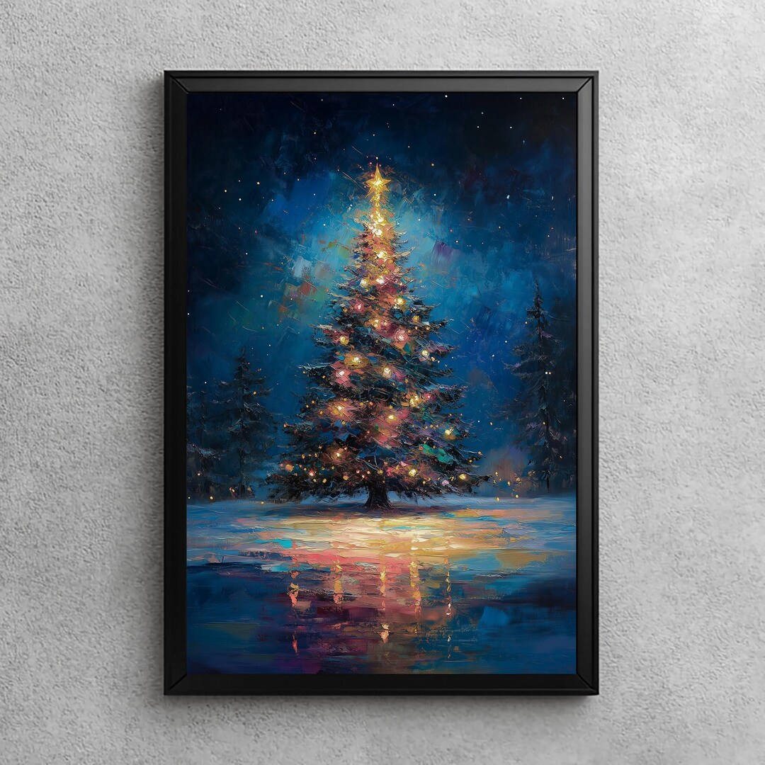 Christmas Tree Art | Christmas Tree Print, Vintage Holiday Wall Decor ...