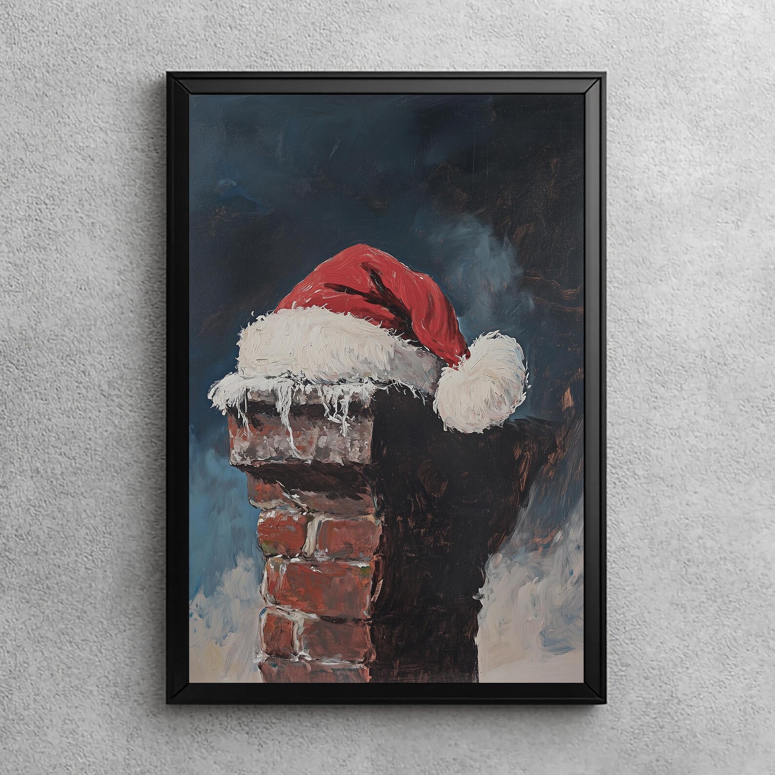 Vintage Santa Hat | Christmas Wall Art Print, Christmas Oil Painting ...