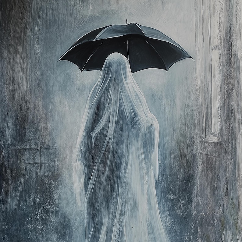 Victorian Ghost With Umbrella Moody Gothic Ghost Art Print, Dark ...