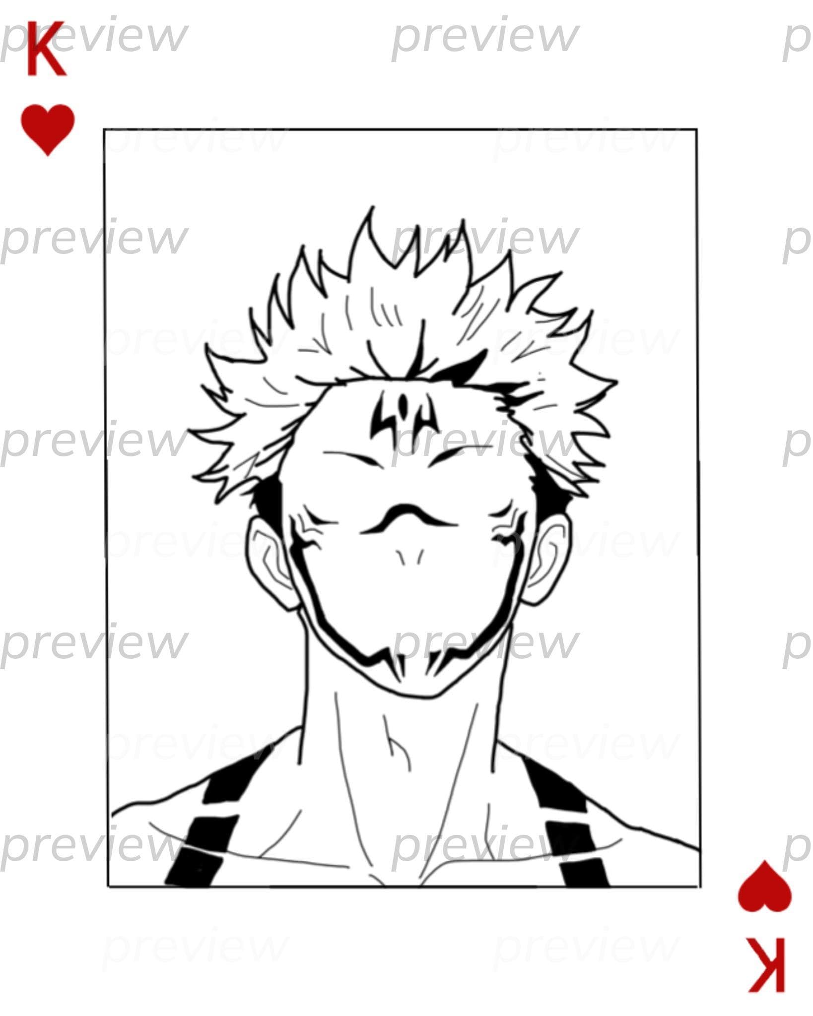 Sukuna King of Curses, JJK, Jujutsu Kaisen, Printable Card Design ...