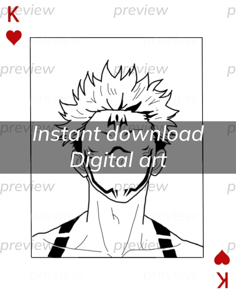 Sukuna King of Curses, JJK, Jujutsu Kaisen, Printable Card Design ...
