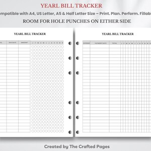 Yearly Bill Tracker: Printable Finance Planner-4 Sizes (A4, US Letter ...