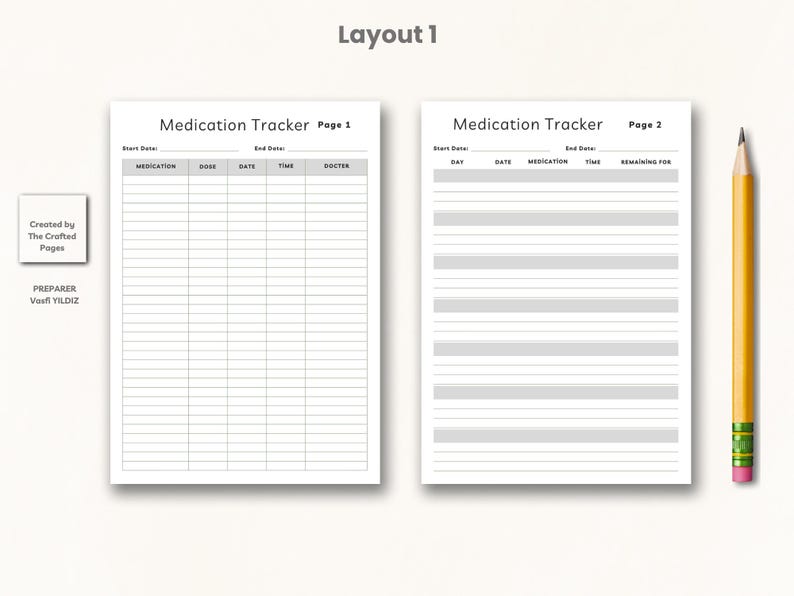 Medication Tracker , Printable Medical Log, PDF (A4, A5, US Letter ...