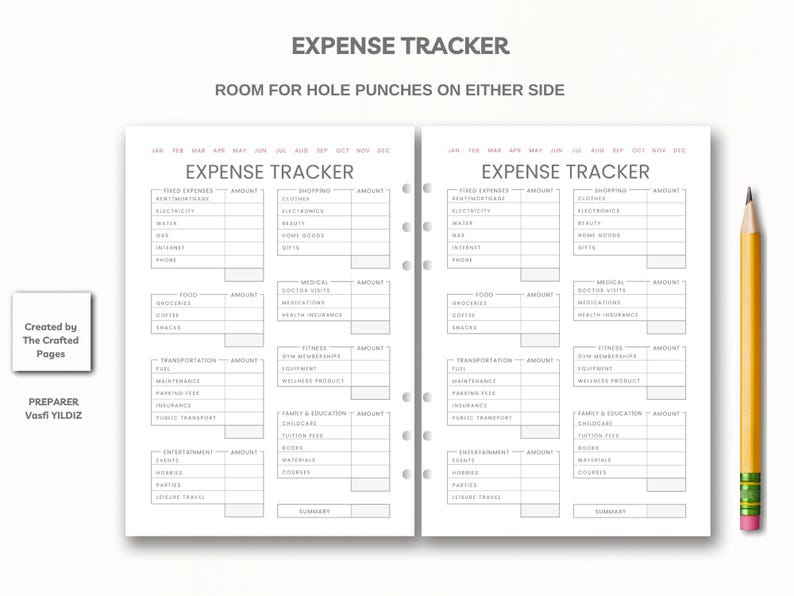 Monthly Expense Tracker Printable: Budget Planner, Spending Log (A5/A4 ...