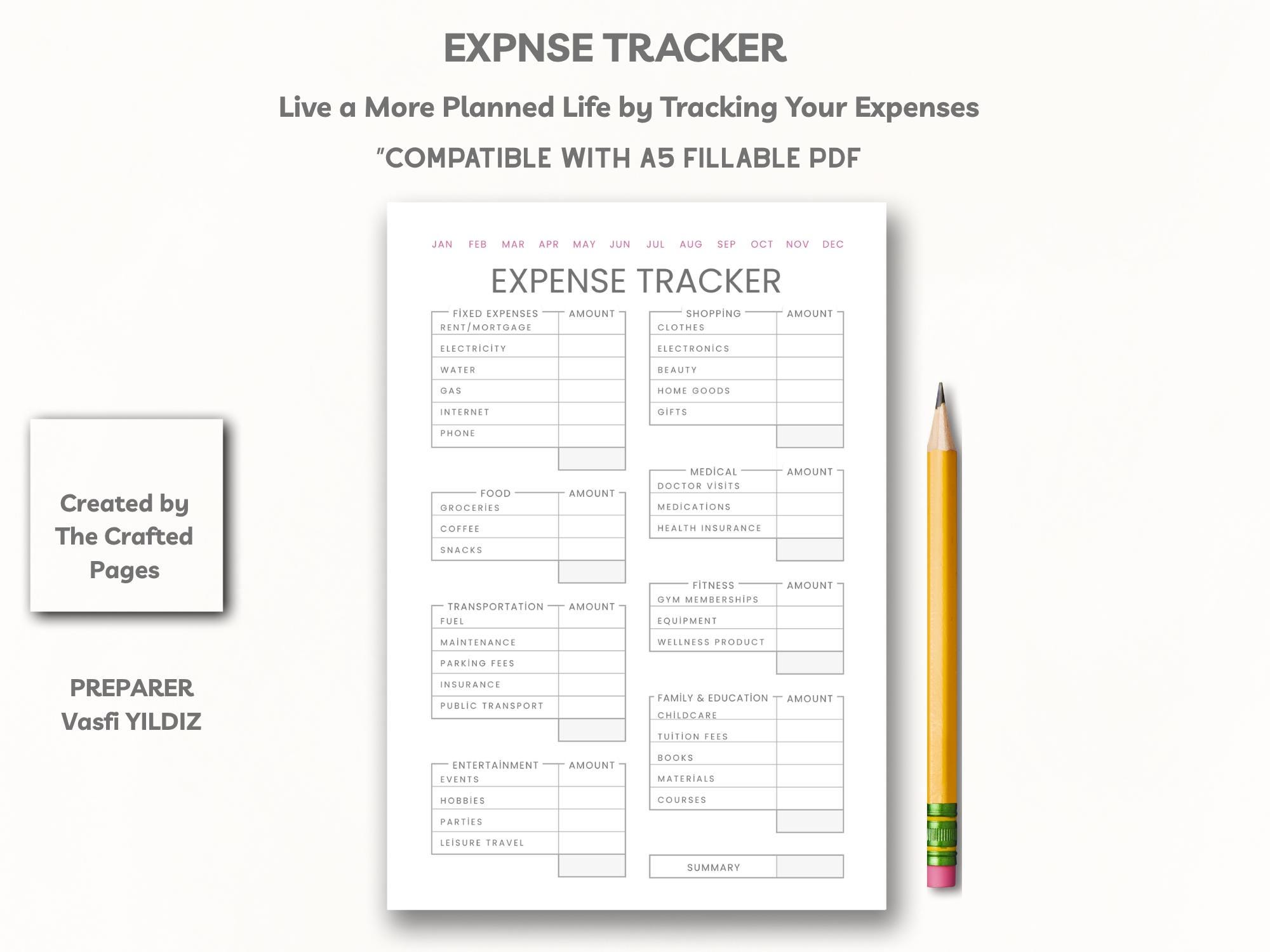 Monthly Expense Tracker Printable: Budget Planner, Spending Log (A5/A4 ...