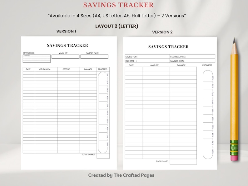 Savings Tracker Printable: Minimalist Finance Planner (A4, A5, US ...