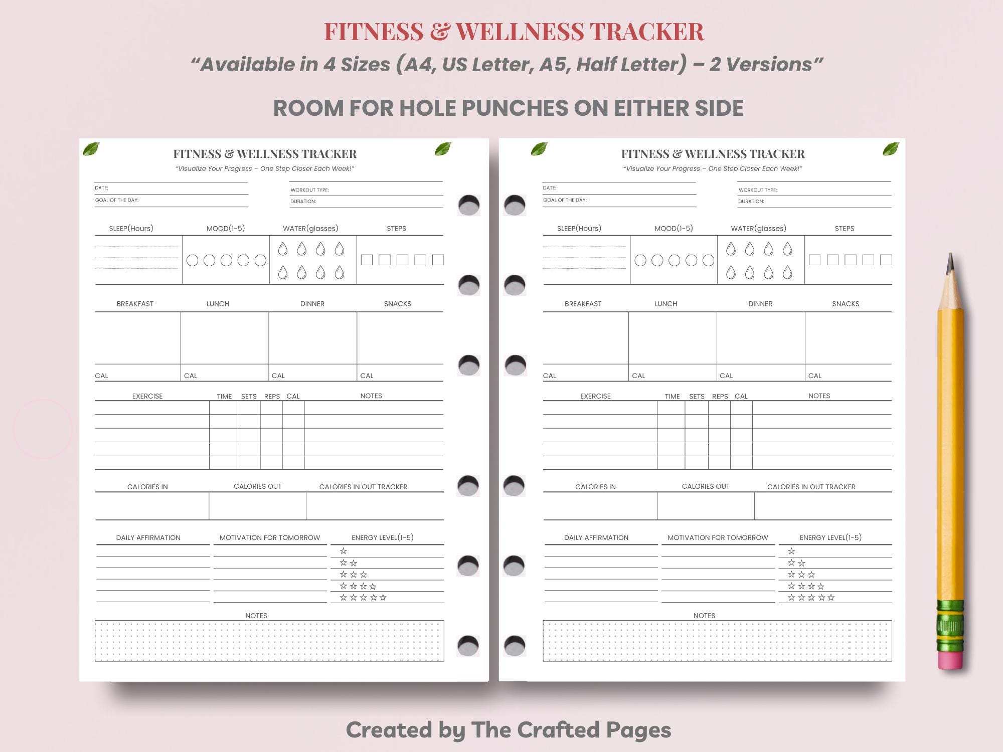 Fitness & Wellness Tracker – Printable Daily Planner (PDF) - Etsy