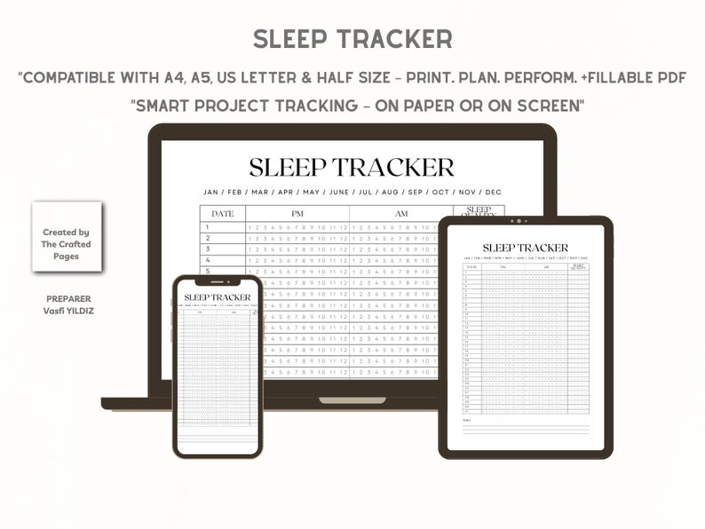 Printable Sleep Tracker: Wellness Planner, A4 A5 US Letter , Half ...