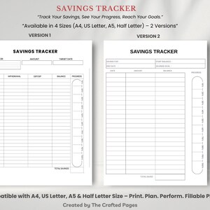 Savings Tracker Printable: Minimalist Finance Planner (A4, A5, US ...