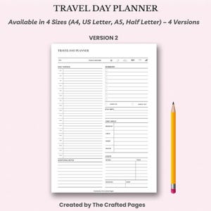 Travel Day Planner Printable | Fillable PDF-4 Sizes- 4 Versions - Etsy