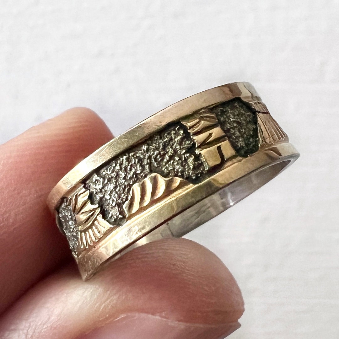 NATIVE Vintage 12K Gold Fill & Sterling Silver Storyteller Mesa ...