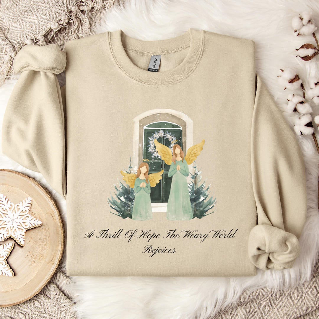 Christian Christmas Sweatshirt: Nativity Scene Sweater With Angels - Etsy