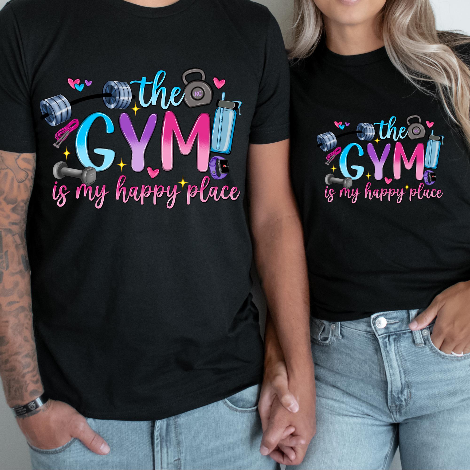 The Gym is My Happy Place Dtf Transfer, Gym Shirt Heat Press, Workout ...