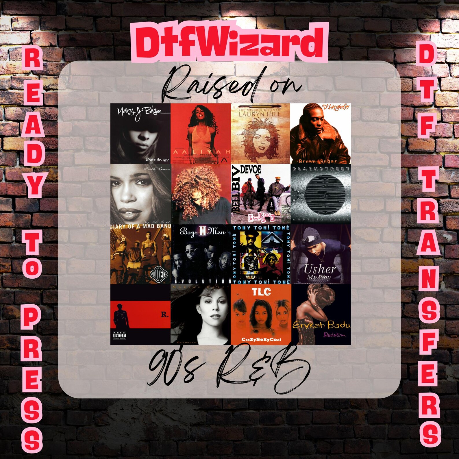 90's Music Album Cover Dtf Transfer, Raised on 90's Rnb Sublimation, 90 ...