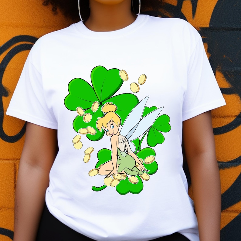 Tinker Bell St Patrick's Day DTF Transfer, Disney Lucky Clover Fairy ...