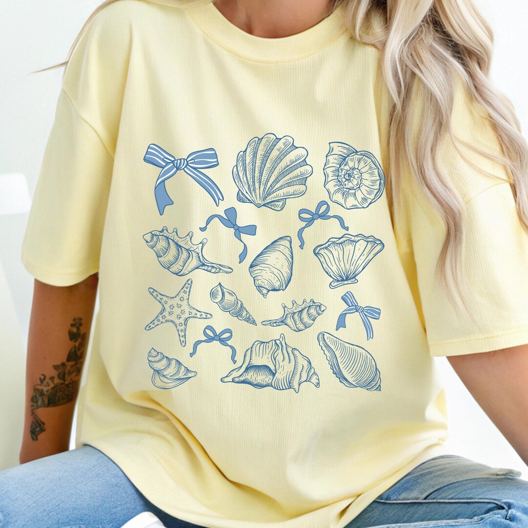 Coquette Seashell Shirt Dtf Transfer,coastal Summer Shirt, Retro Summer ...
