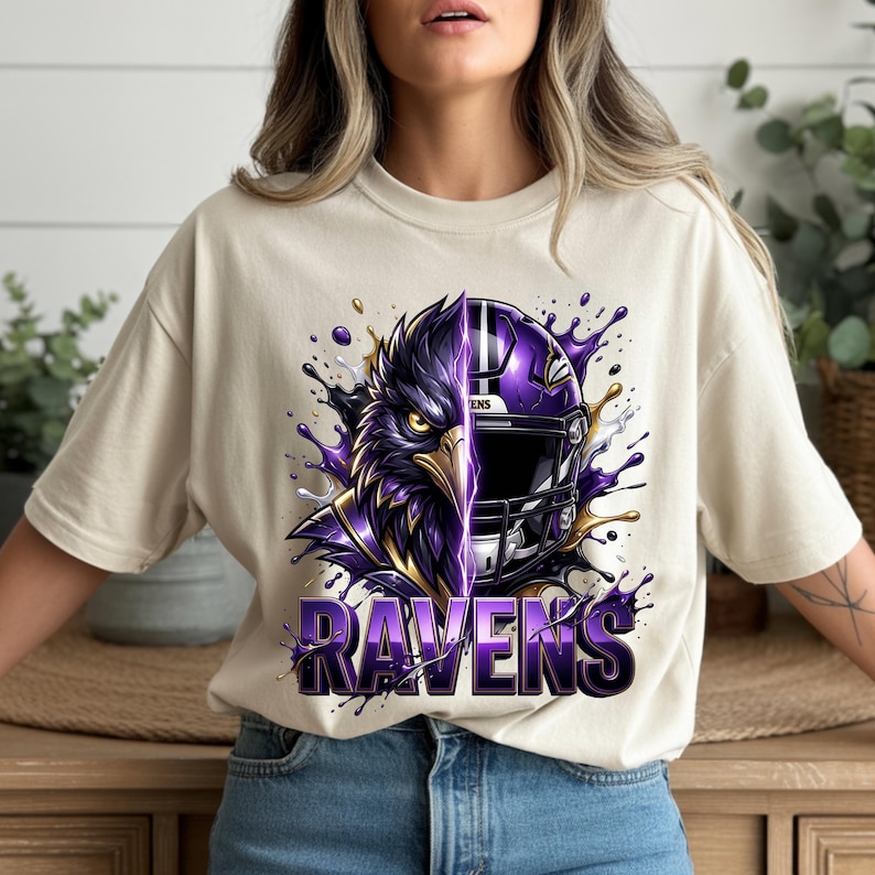 Split Face Raven Football Shirt DTF Transfer, Sports Team Football ...