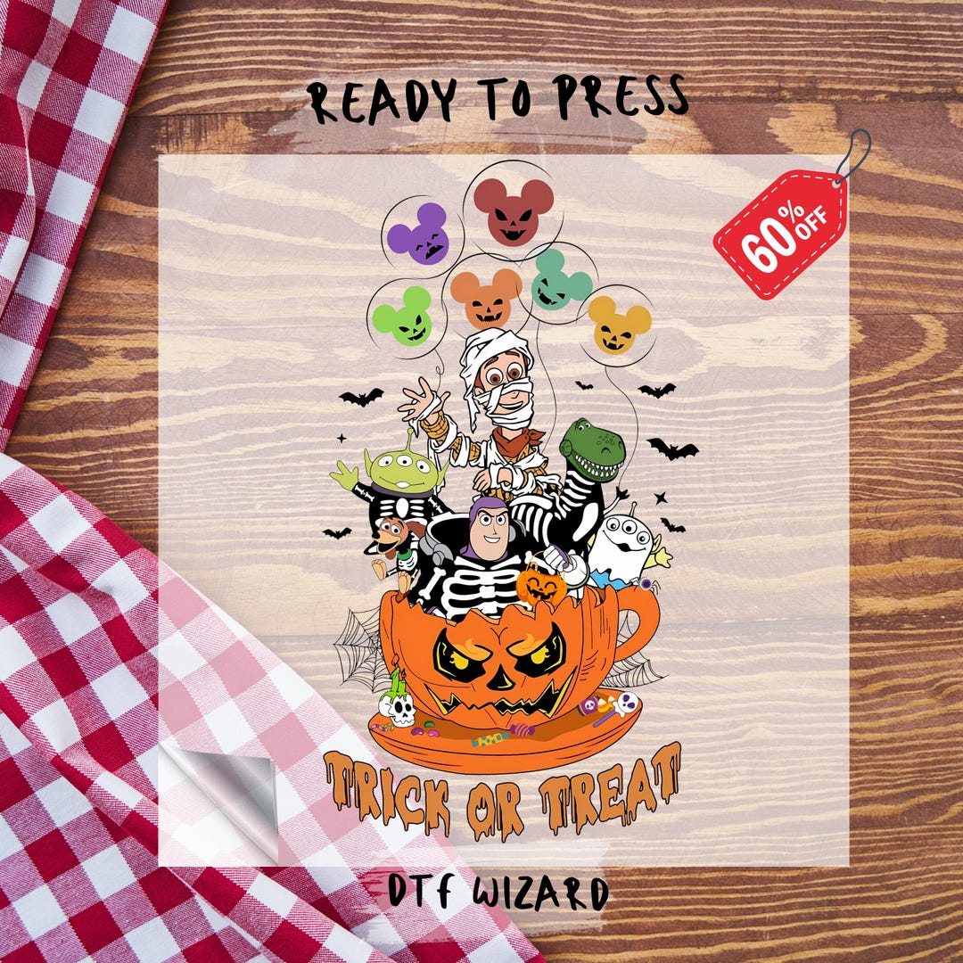 Toy Story Trick or Treat Woody Buzz Lightyear Dtf Transfer, Halloween ...