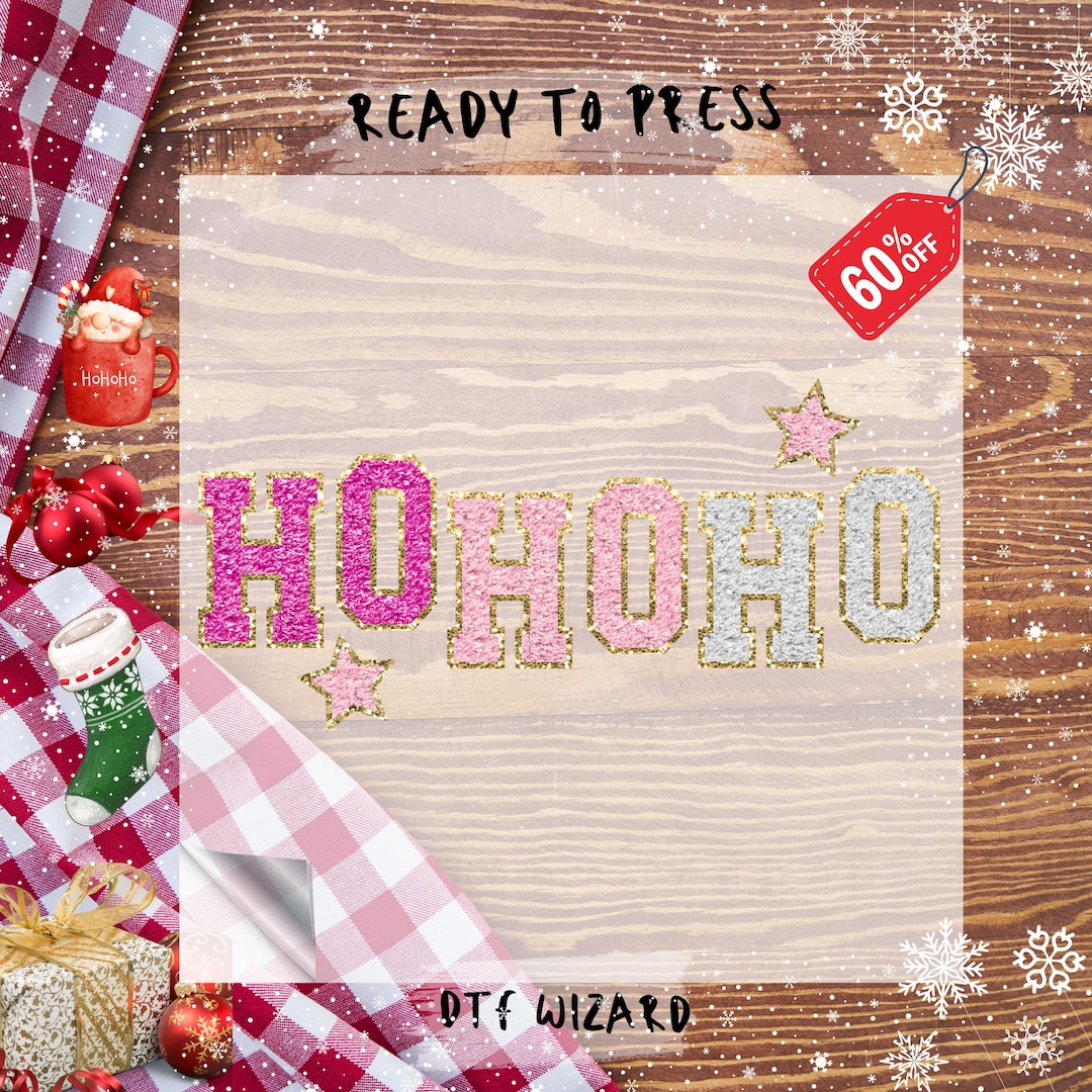 Glitter Ho Ho Ho Gift to Her Tis the Season Christmas Dtf Transfer ...
