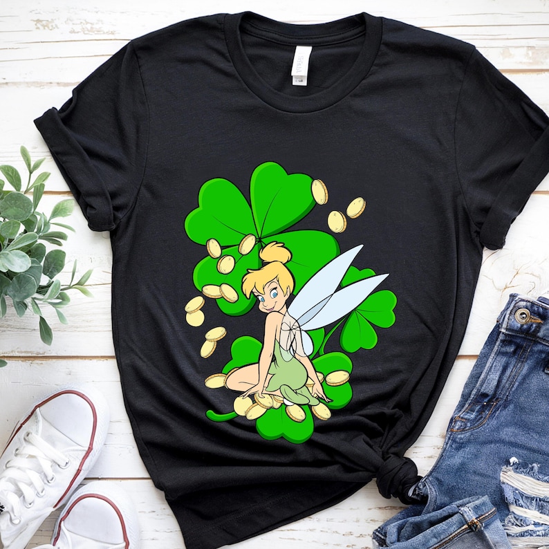 Tinker Bell St Patrick's Day DTF Transfer, Disney Lucky Clover Fairy ...