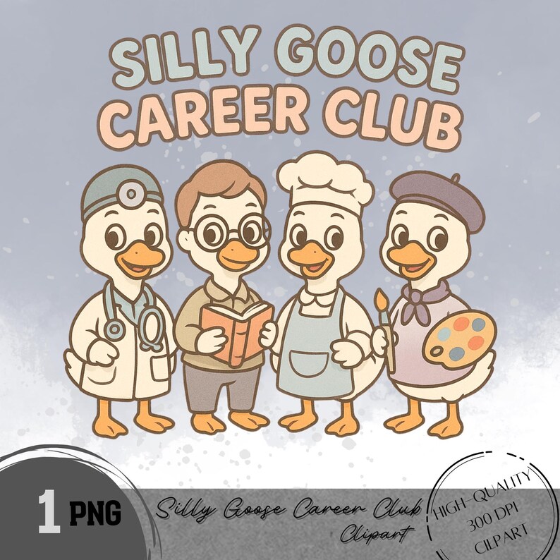 Silly Goose Career Club Clipart – Cute Profession Goose PNG, Teacher ...