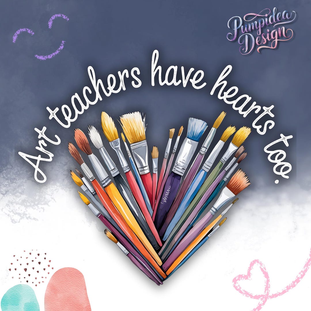 Watercolor Paintbrush Heart Clipart, Art Teacher Gift - Etsy