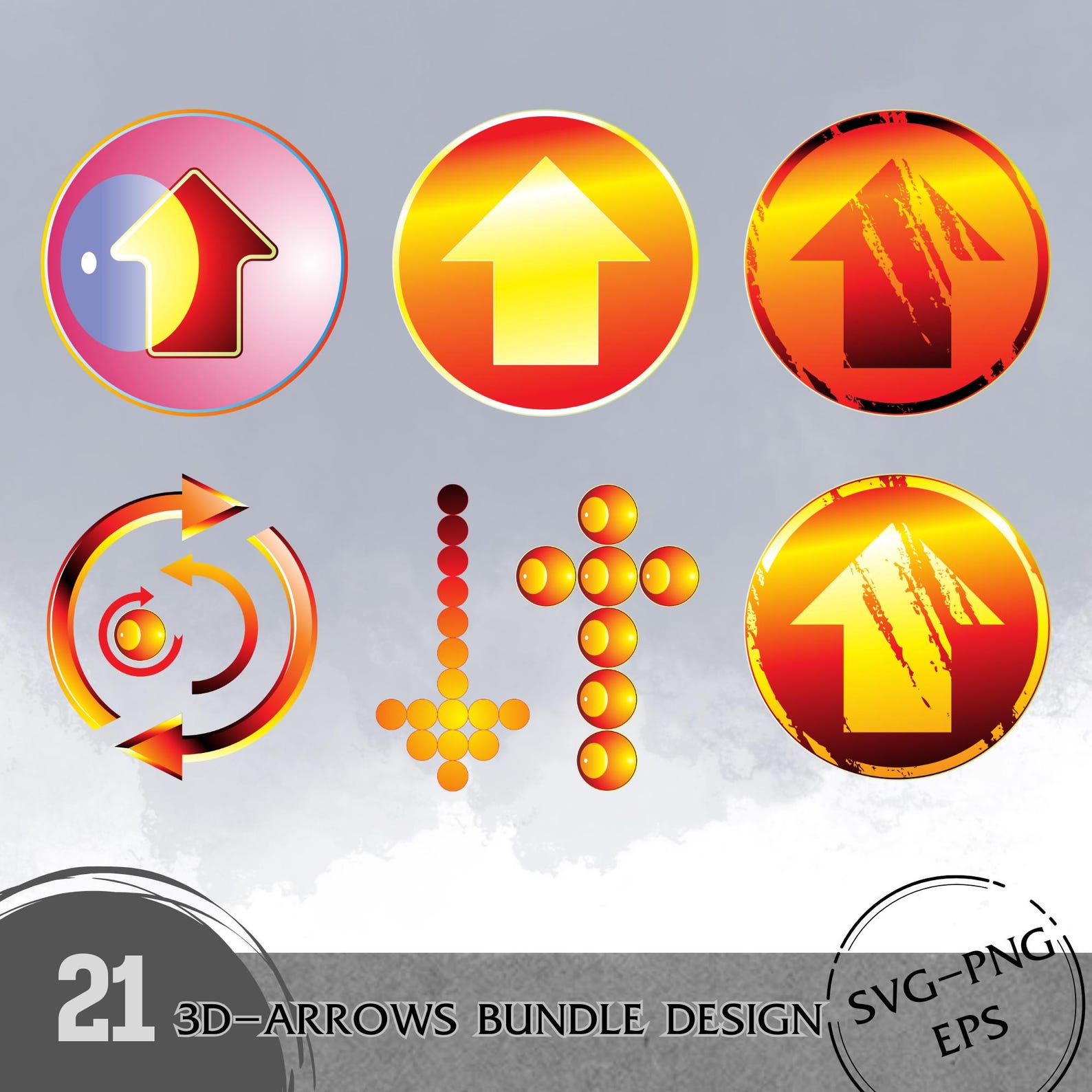 3D Arrow Clipart Bundle, Retro Futuristic PNG SVG EPS - Etsy