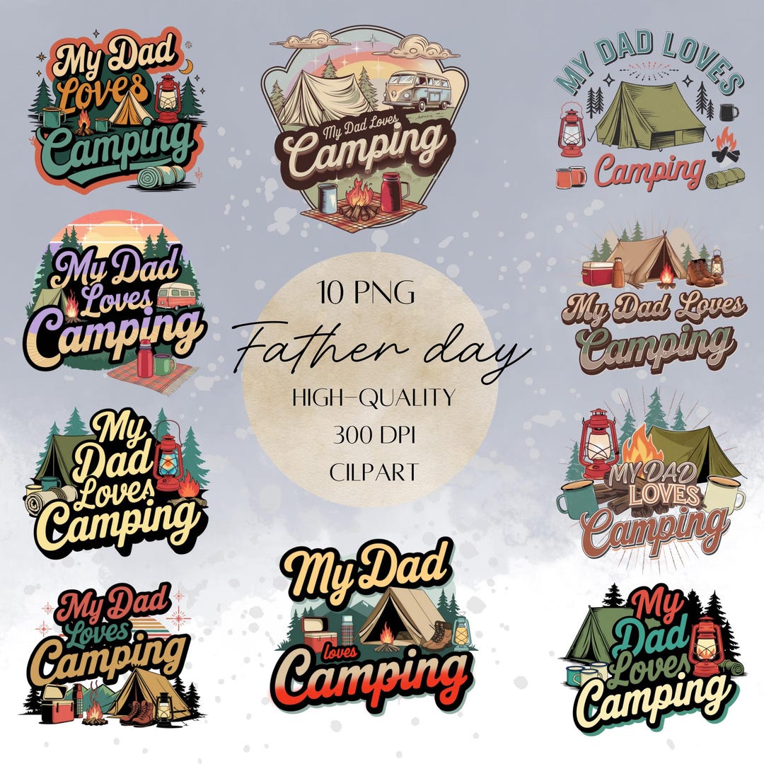 Father's Day Camping Clipart Bundle, Retro Tent PNG Set - Etsy