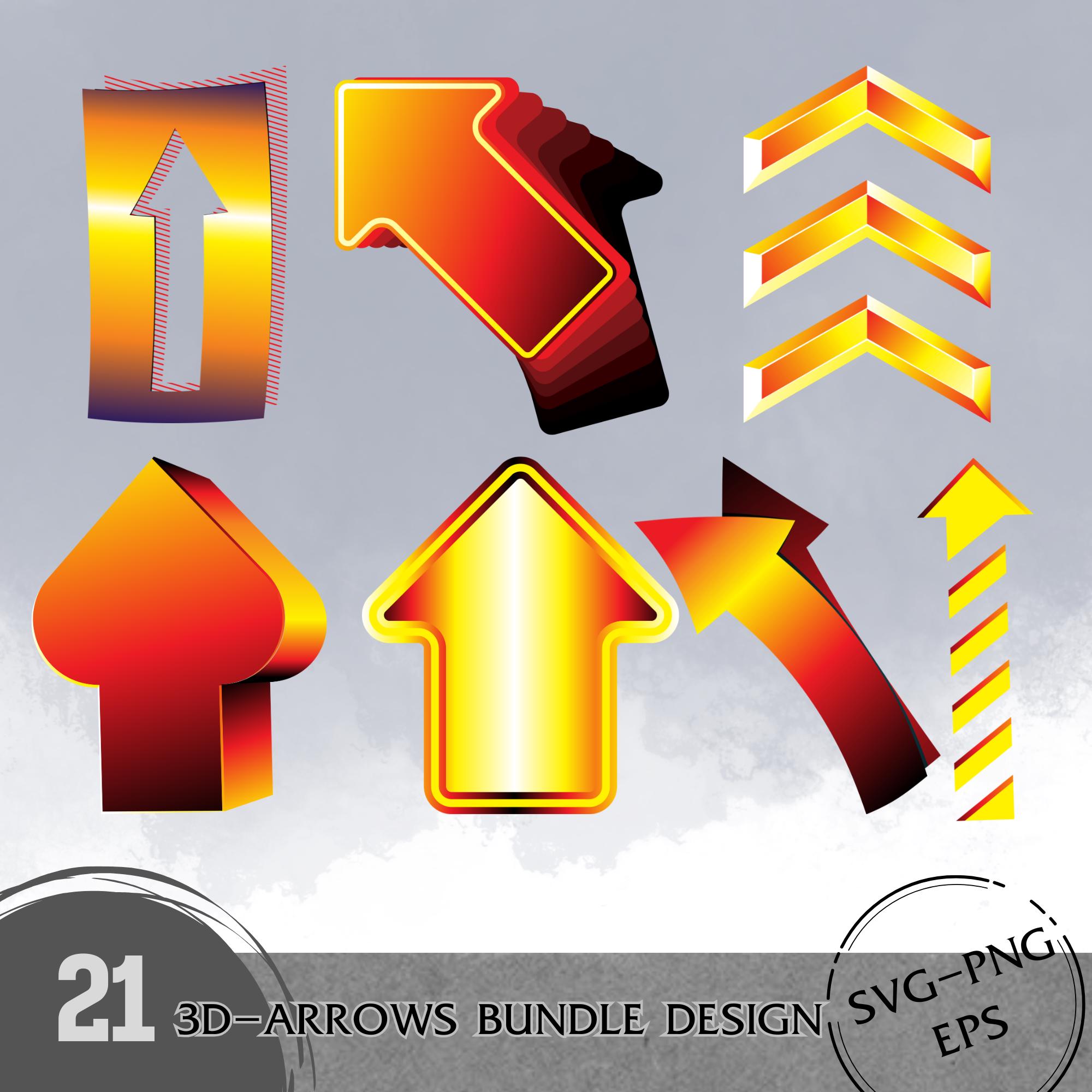 3D Arrow Clipart Bundle SVG PNG EPS | Gradient Arrows for Digital ...