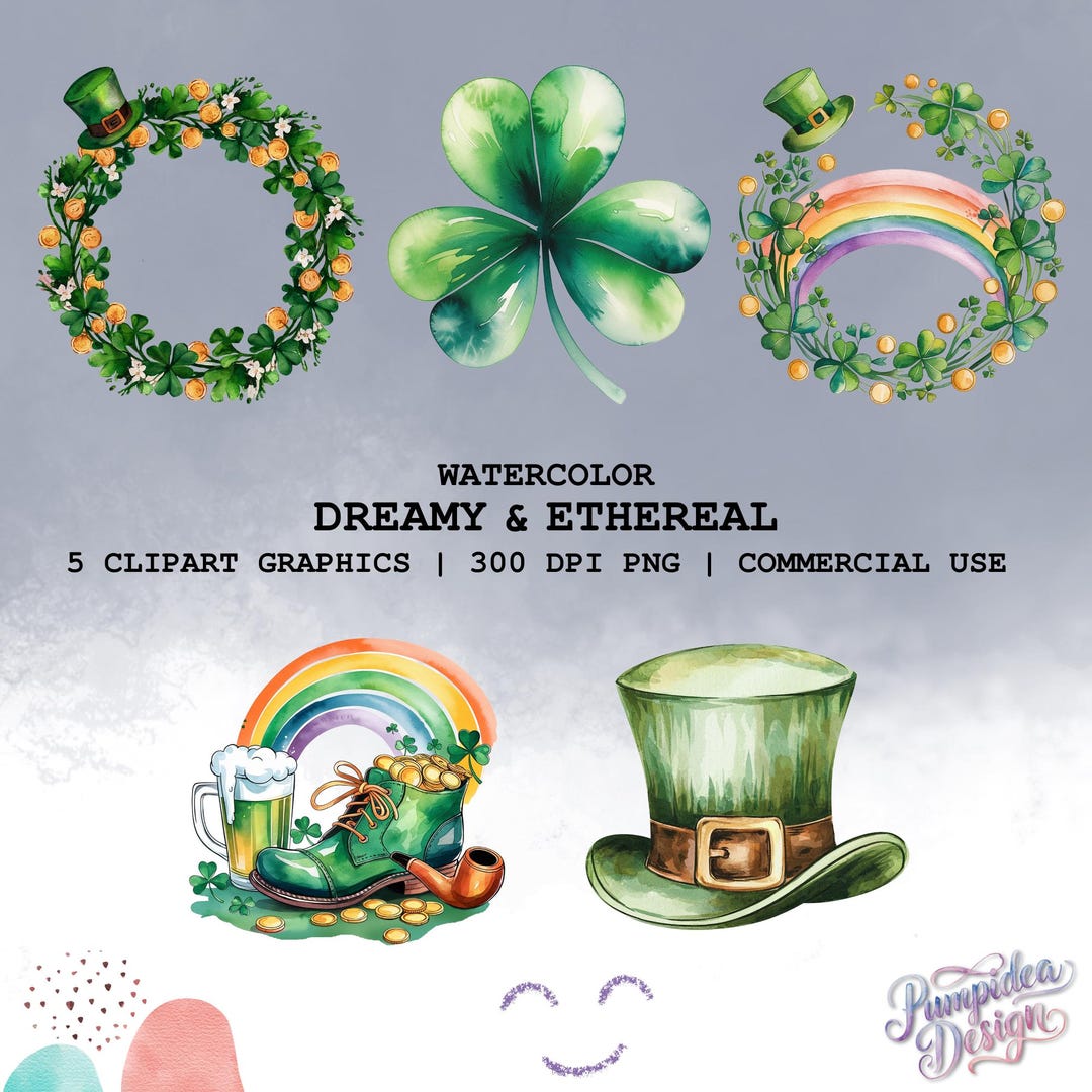 6 PNG Set 1 St. Patrick's Day Clipart Bundle, Leprechaun Gold Coins ...