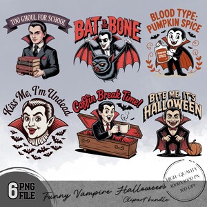 Funny Vampire Halloween PNG Bundle | Dracula Clipart for Sublimation ...