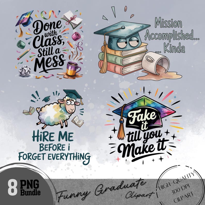 Graduation Quotes Clipart Bundle, Snarky Grad PNG Set - Etsy