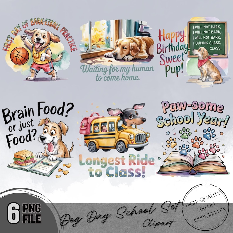 Back to School Dog Clipart Bundle, Puppy Teacher PNG - Etsy