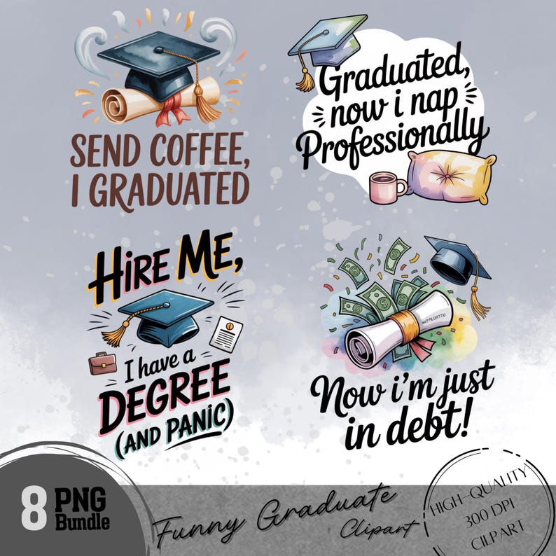 Graduation Quotes Clipart Bundle, Snarky Grad PNG Set - Etsy