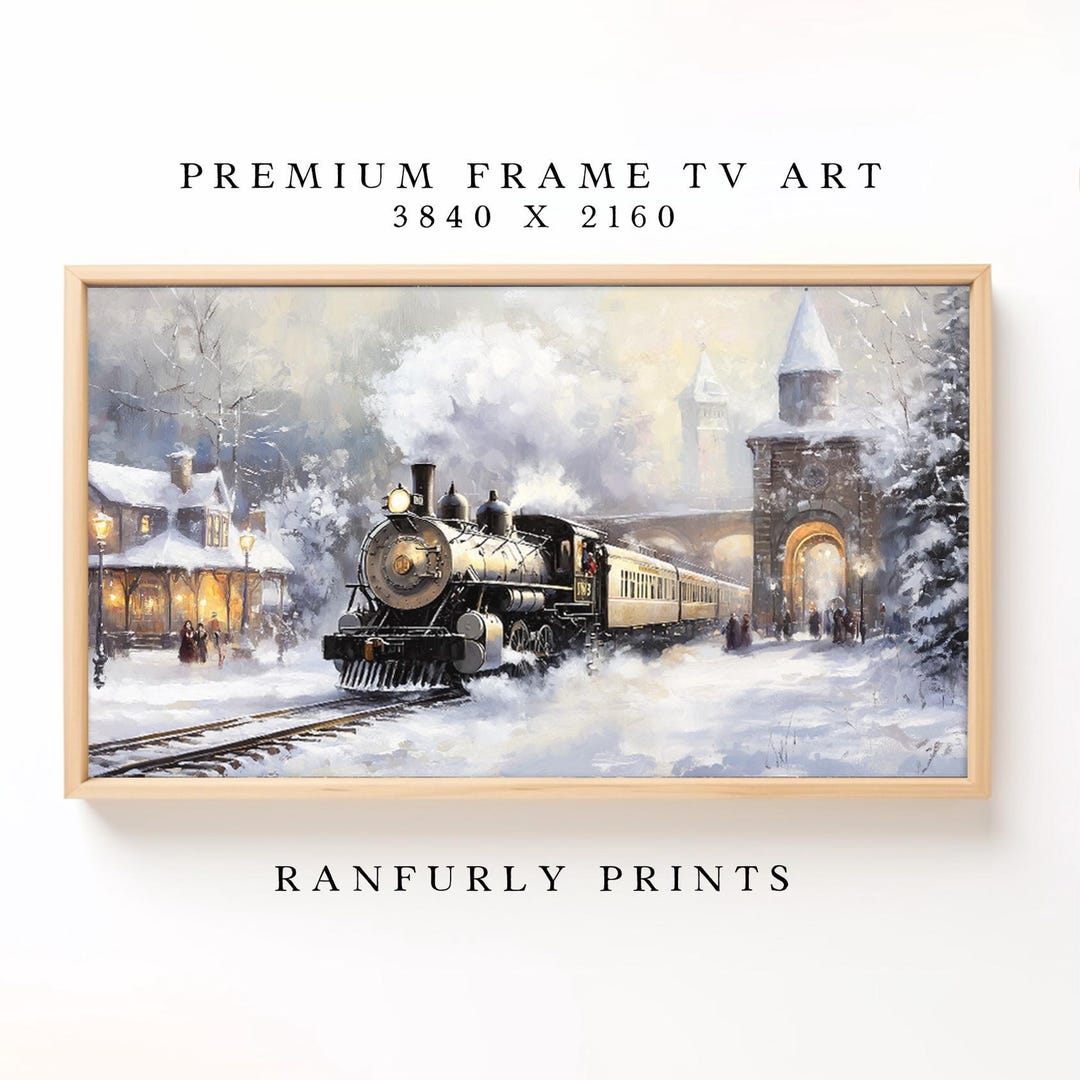 Christmas Express Train ,samsung Frame TV Art, Moody Winter Landscape ...
